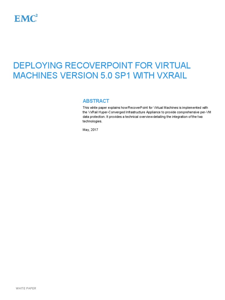 Deploying RecoverPoint For Virtual Machines 5.0 SP1 With VxRail | PDF ...