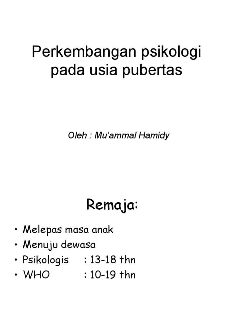 Perkembangan Psikologi Pada Pubertas Remaja | PDF
