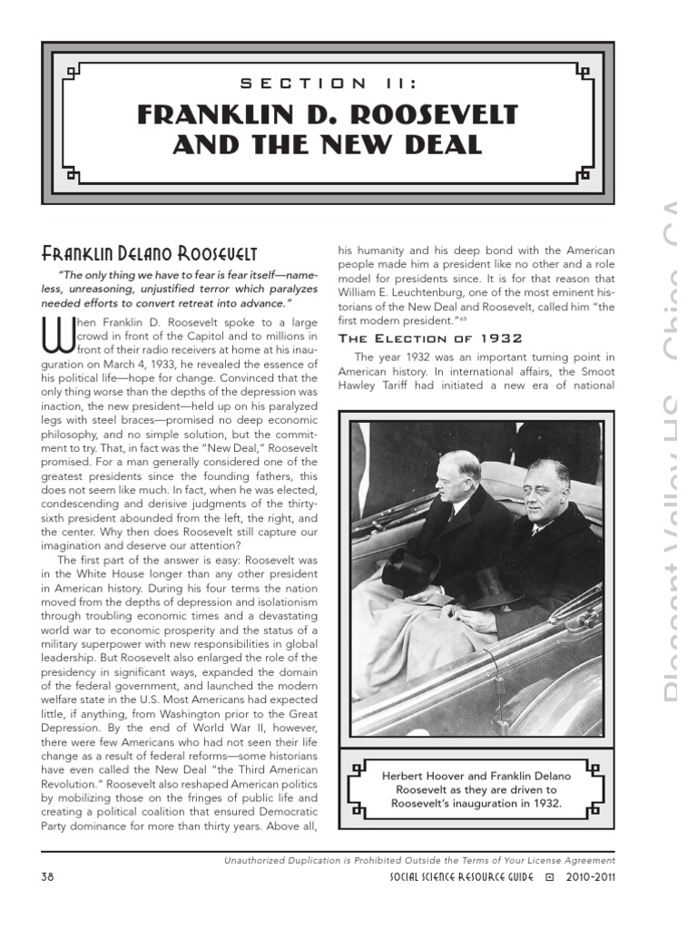 History Part II Franklin D. Roosevelt and The New Deal | PDF | Public ...