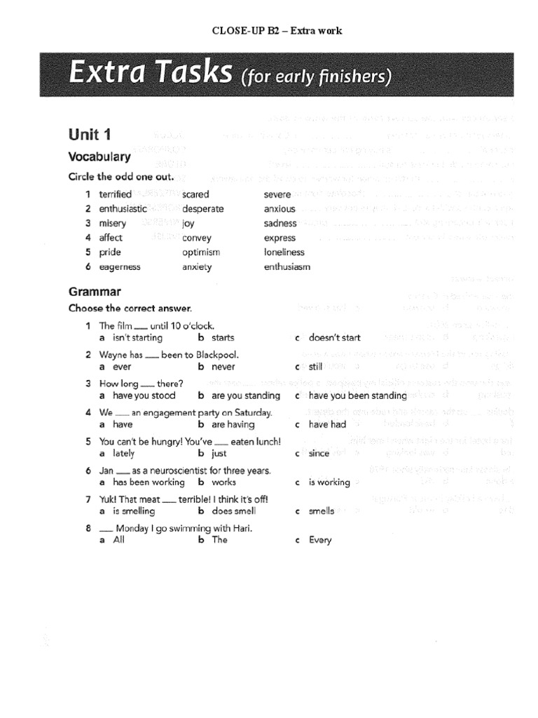 Close Up B2 Extra Work | PDF