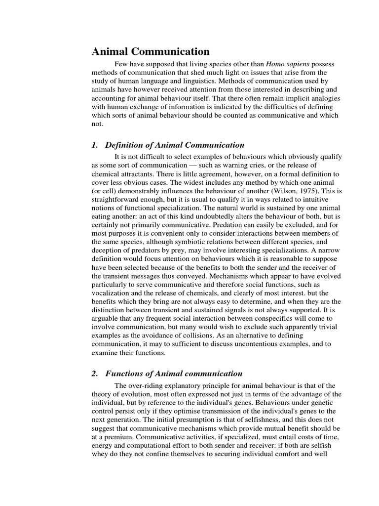 Animal Communication | PDF | Ethology | Pheromone