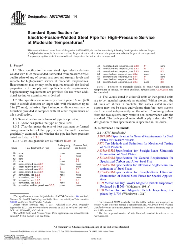 Astm 672 | PDF | Pipe (Fluid Conveyance) | Welding