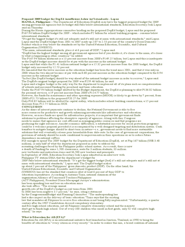 Deped Budget | PDF | Business