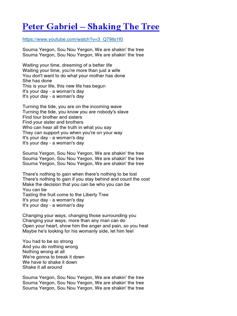 Peter Gabriel - Shaking The Tree | PDF