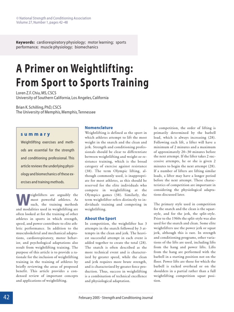 A Primer On Weightlifting | PDF | Weight Training | Muscle Hypertrophy
