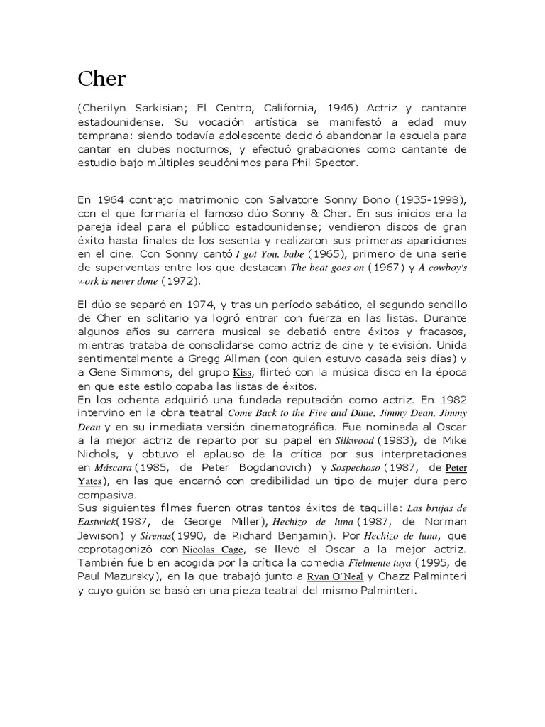 Biografia Cher | PDF