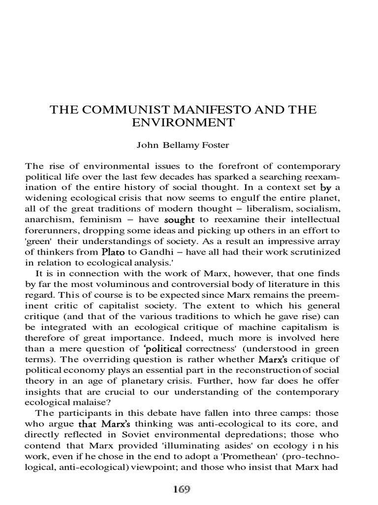 The Communist Manifesto and The Environment | PDF | Karl Marx | Value ...