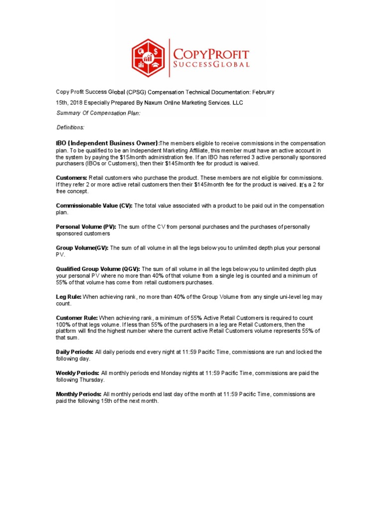 CPS Global Compensation Plan Tech | PDF | Retail | Market (Economics)