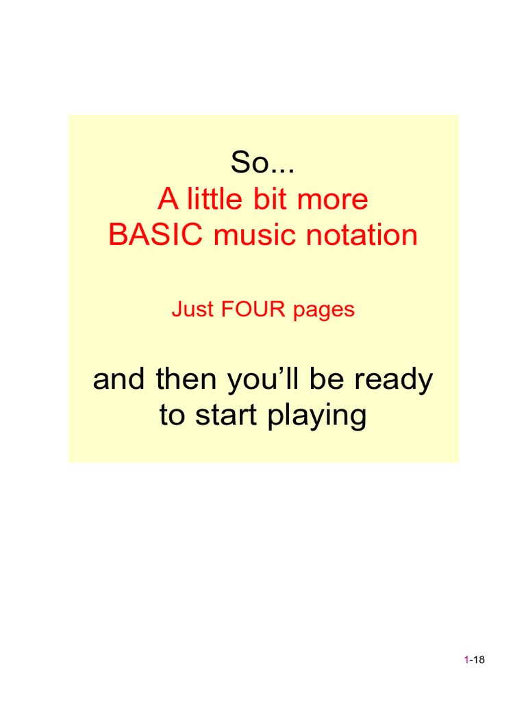 A Little Bit More BASIC Music Notation: Just FOUR Pages | PDF | Music ...