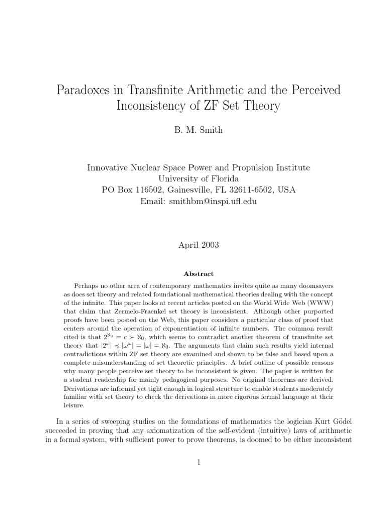 Aleph Cardinality Paradox | PDF | Axiom | Mathematical Logic