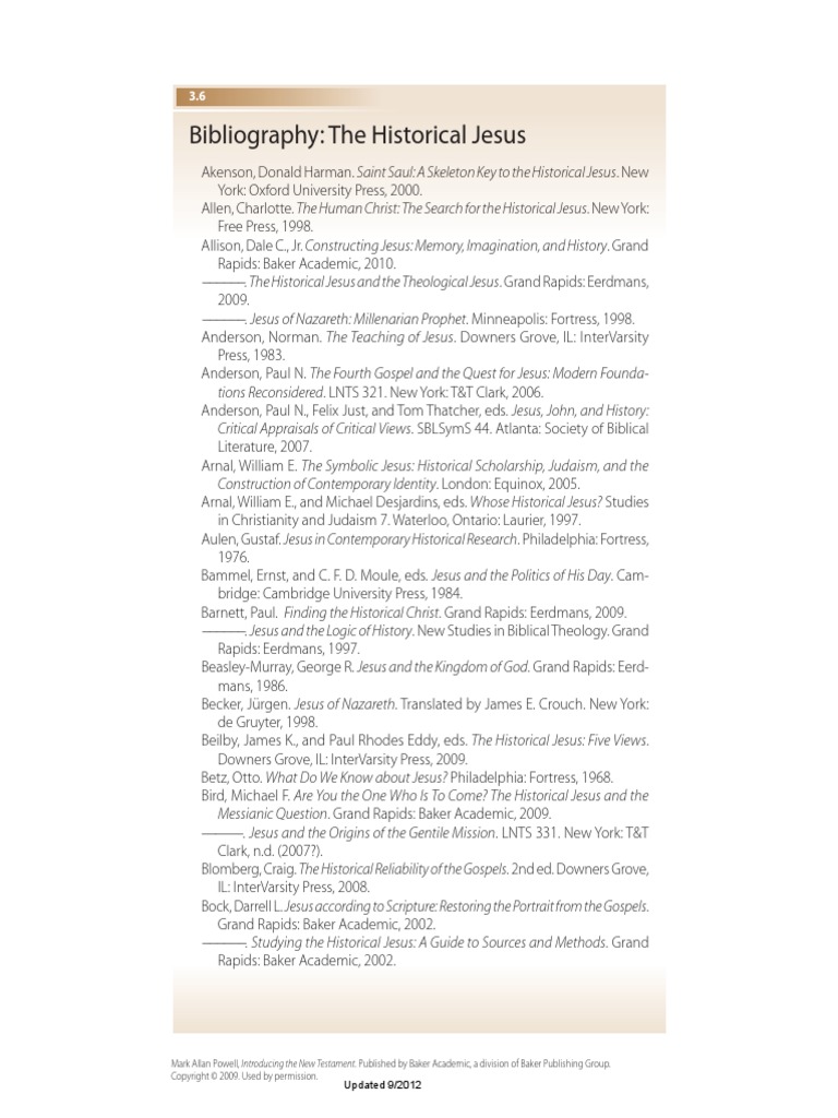 Bibliography of The Historical Jesus | PDF | Jesus | Paul The Apostle