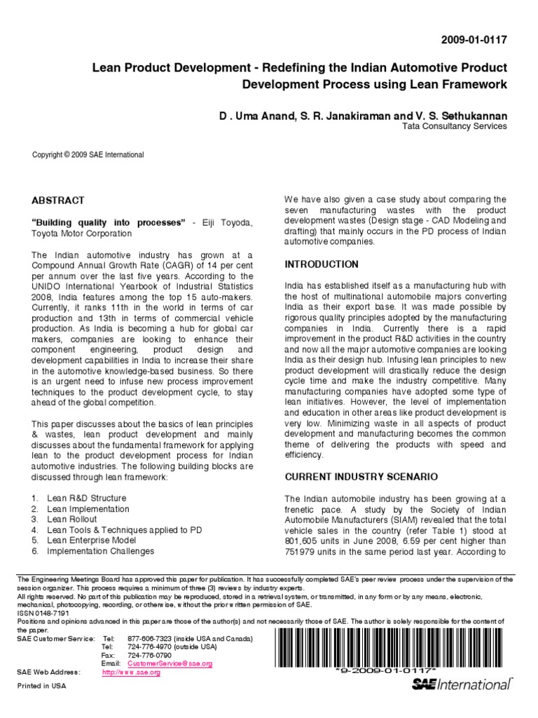 Lean Product Development - Redefining The Indian Automotive | PDF ...