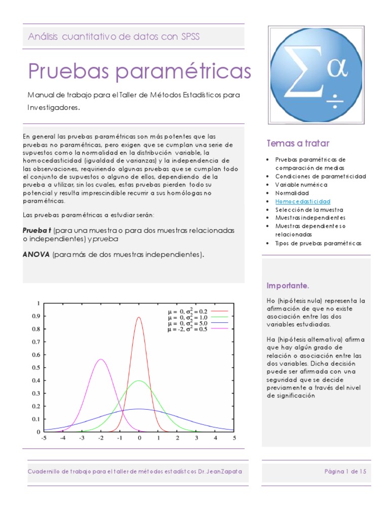 Análisis estadístico paramétrico con SPSS: Pruebas t y ANOVA para la comparación de medias | PDF ...