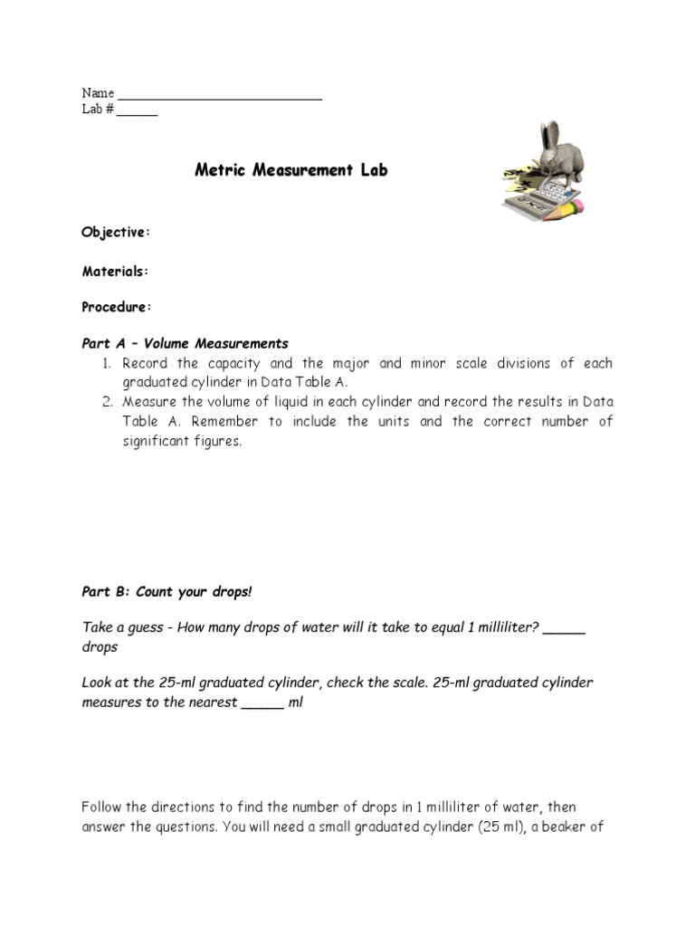 Metric Measurement Lab: Objective: Materials: Procedure | PDF ...