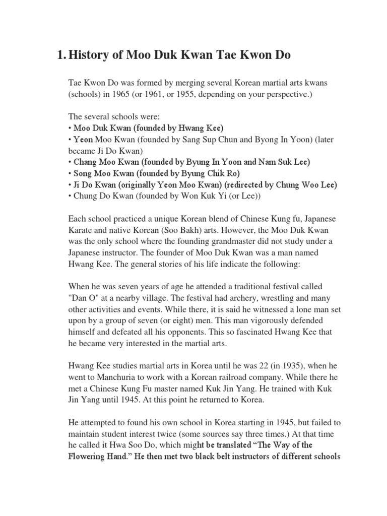 Chung Do Kwan History