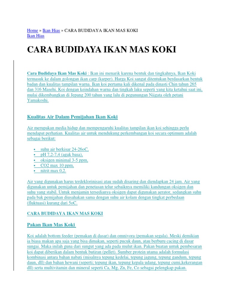 Budidaya Ikan KOI | PDF