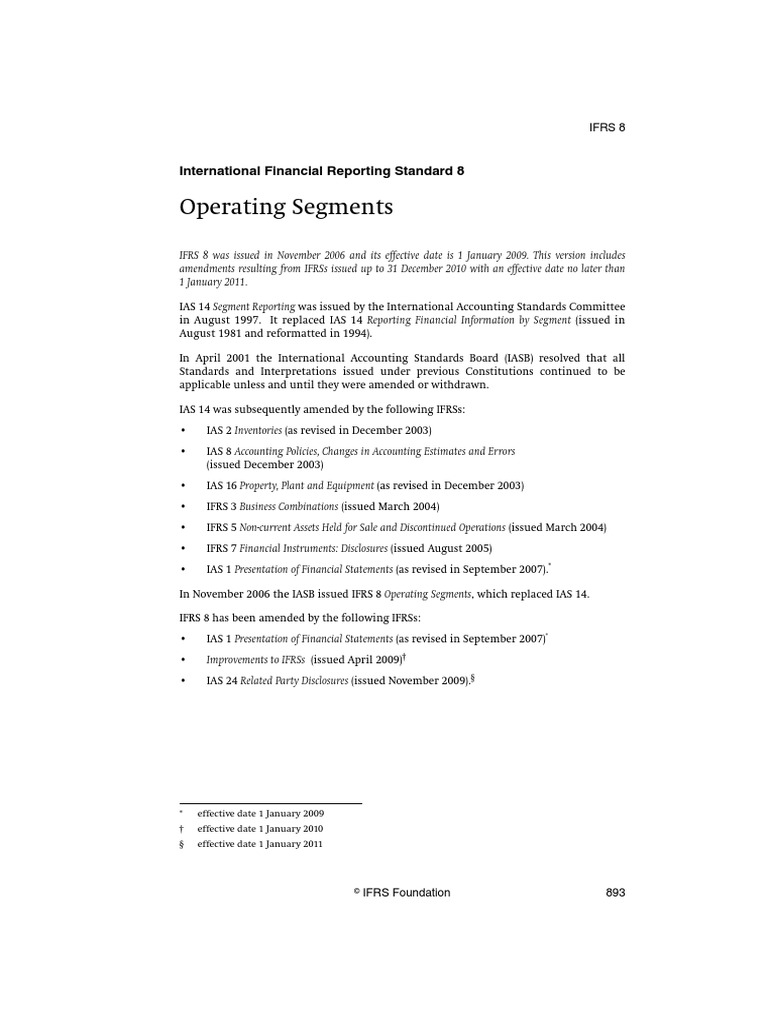 Operating Segments: International Financial Reporting Standard 8 | PDF | International Financial ...