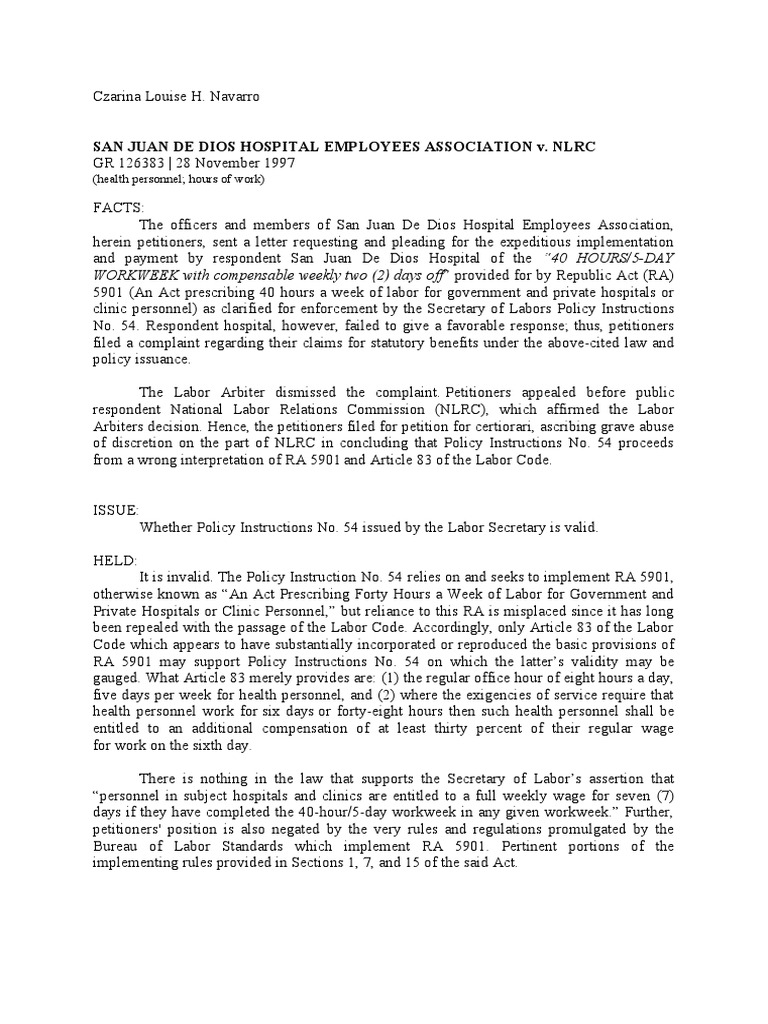 RA 5901: San Juan De Dios Case Summary | PDF | Complaint | Public Law