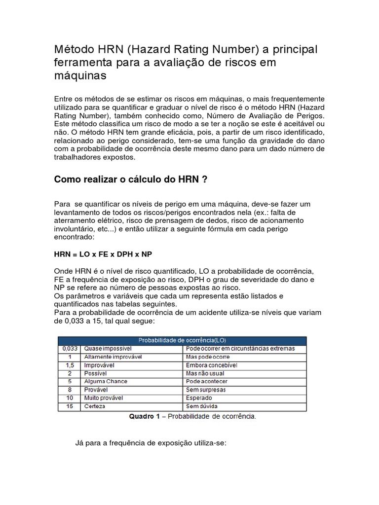 Método HRN | PDF | Risco | Probabilidade