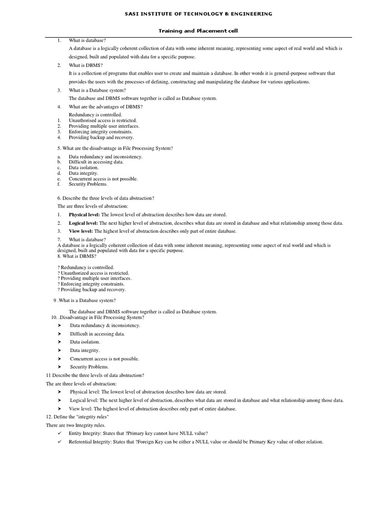 Dbms Question Paper | PDF | Relational Database | Databases