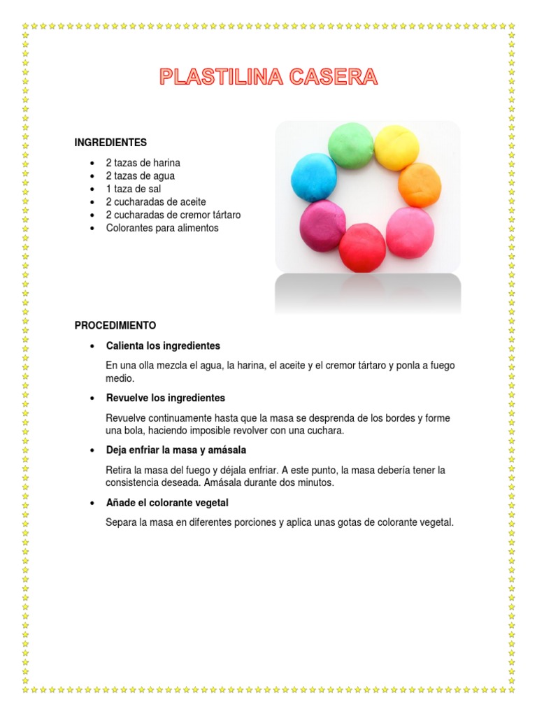 Receta de Plastilina Casera con Cremor Tártaro | PDF