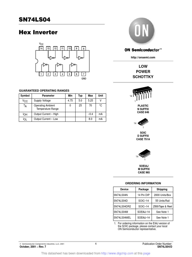 SN74LS04N | PDF | Eletromagnetismo | Engenharia Elétrica