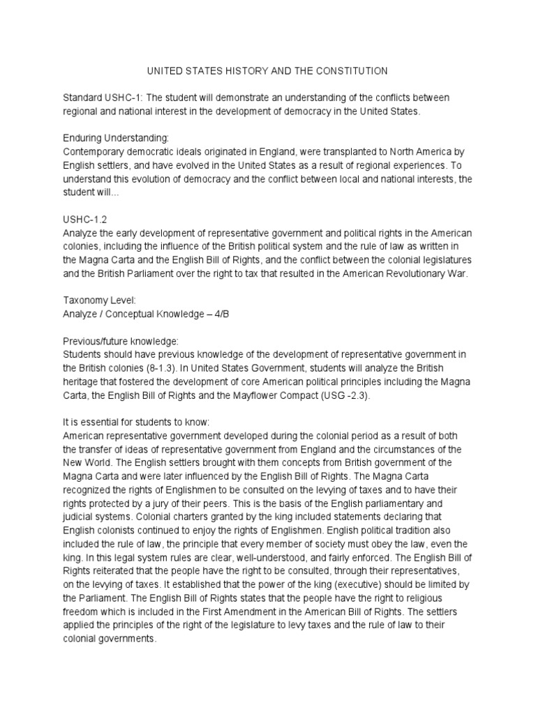 Ushc Standard 1-1 | PDF | Thirteen Colonies | American Revolution