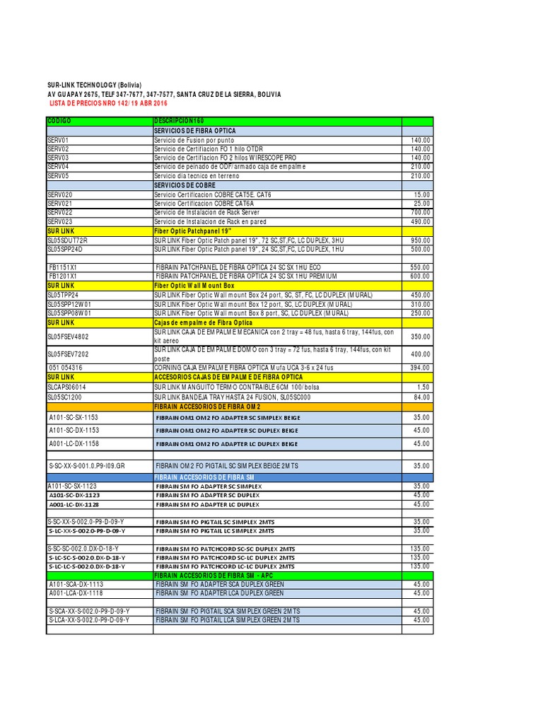 LP142 Fibra PDF | PDF | Telephony | Electronics