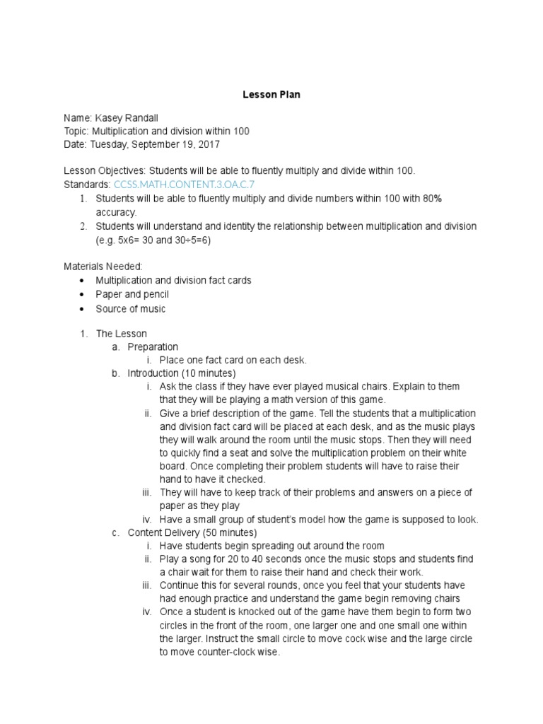 Math Musical Chairs | PDF | Multiplication | Learning
