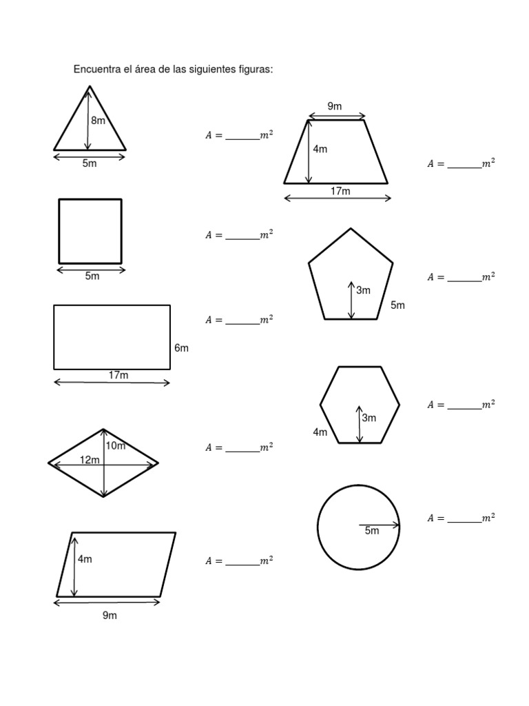 Ejercicios de área de figuras geométricas | PDF