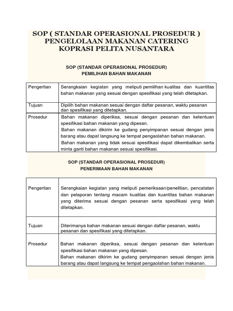 SOP Catering | PDF