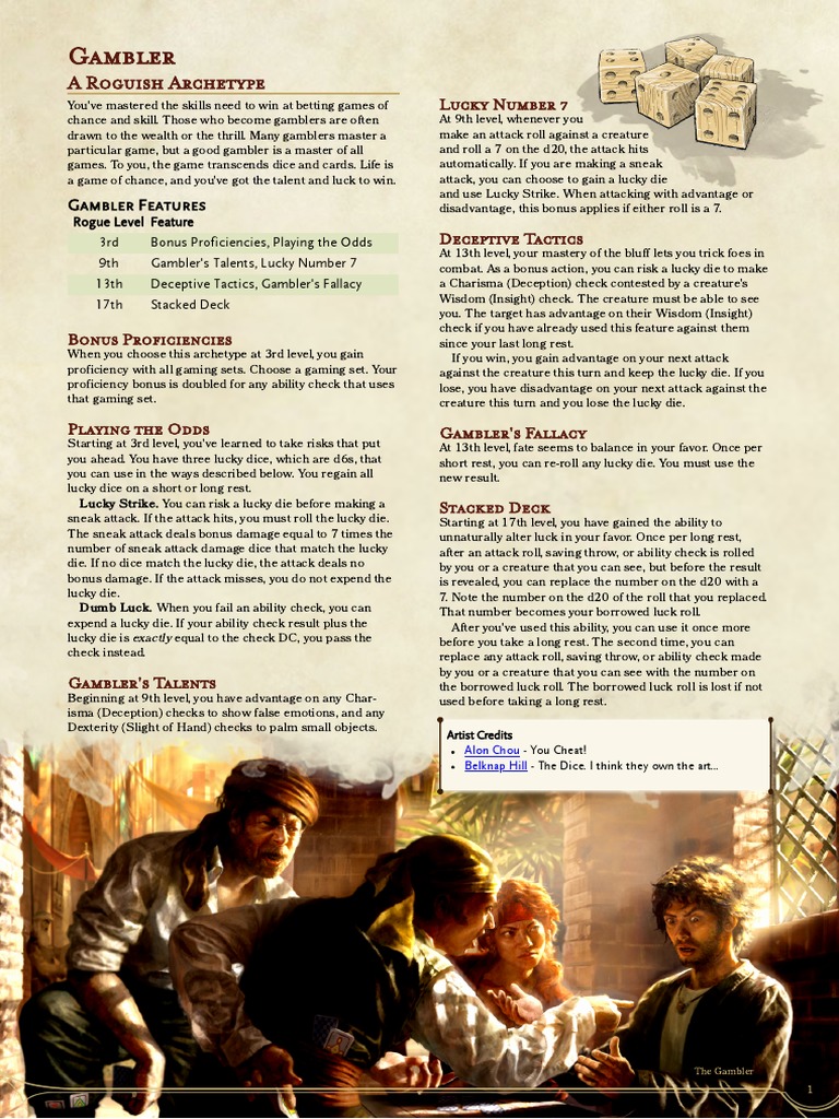 D&D 5e - The Gambler | Leisure Activities | Gaming