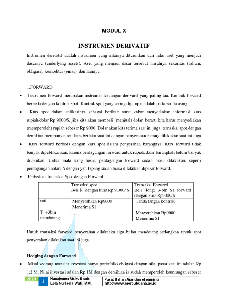 Instrumen Derivatif: Forward dan Futures | PDF
