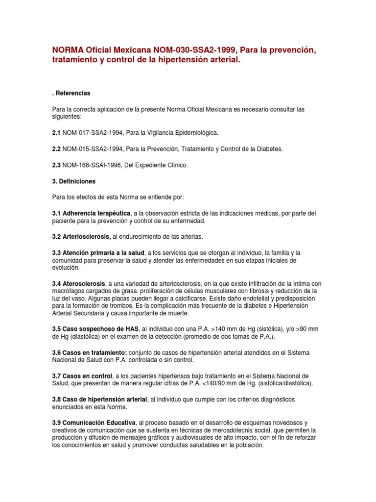 NORMA Oficial Mexicana NOM-030-SSA2-1999, para La Prevención, Tratamiento y Control de La ...