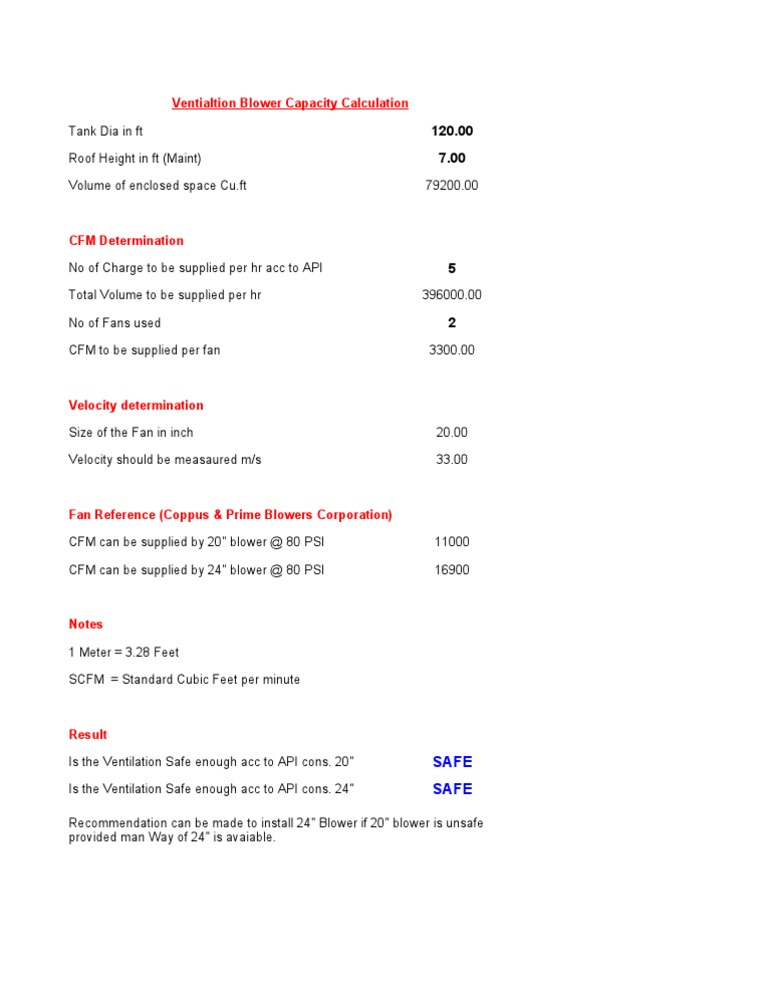 Blower Calculation | PDF