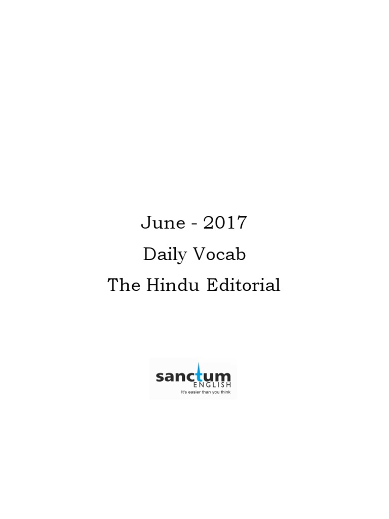 June - 2017 Daily Vocab The Hindu Editorial | PDF