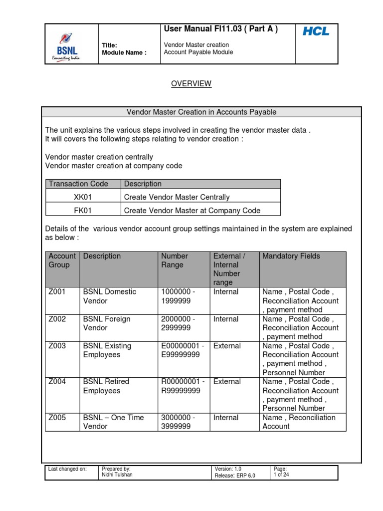 Vendor Master Creation Guide for AP | PDF | Accounts Payable ...
