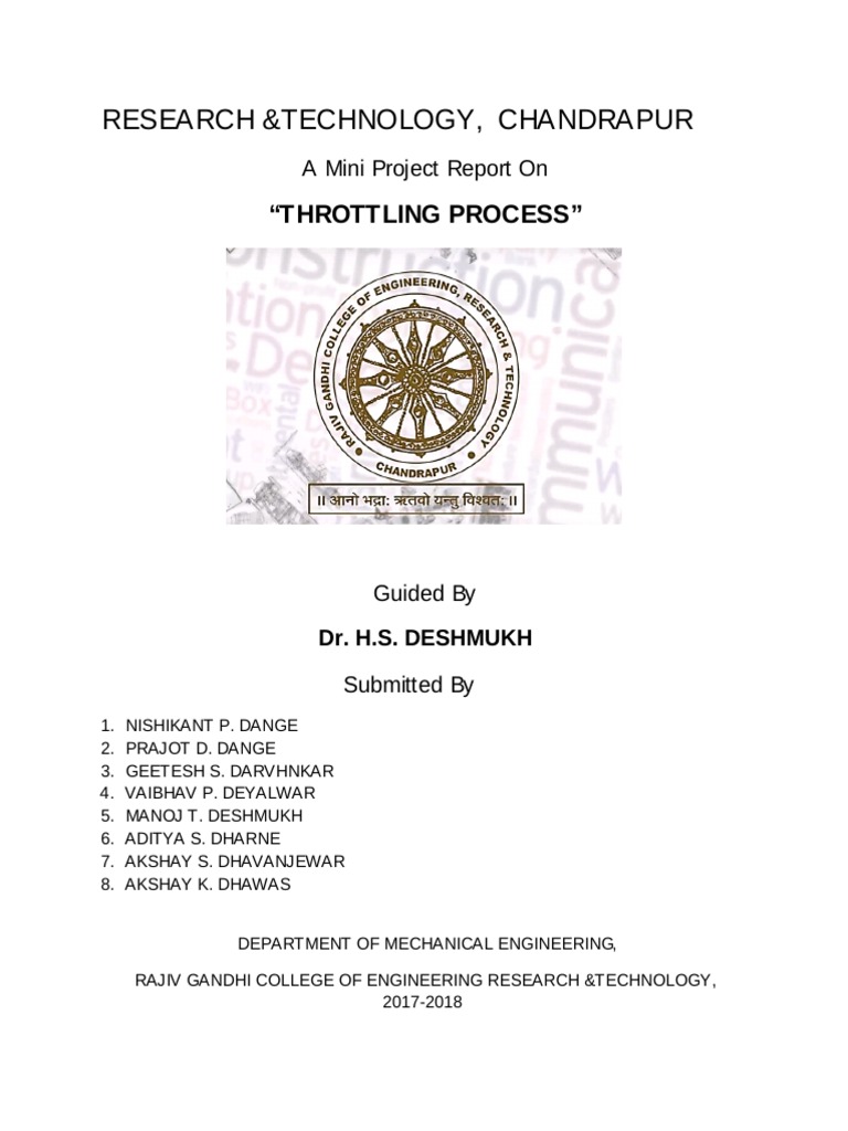 Throttling Process Mini Project Report | PDF | Art