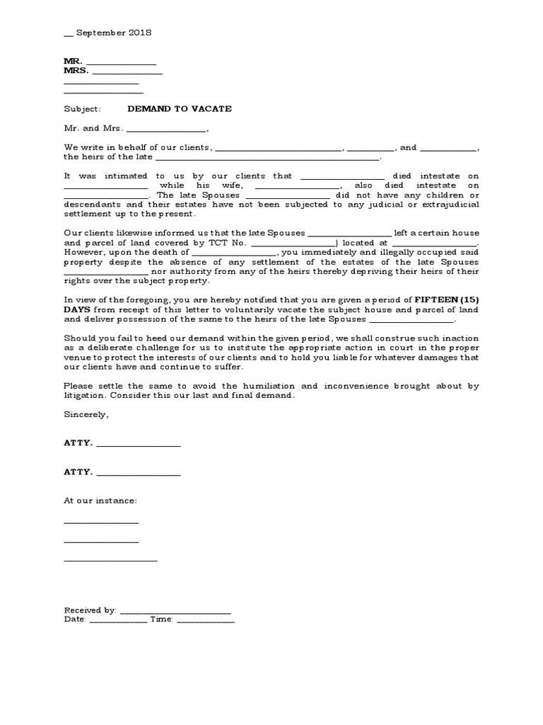 Demand to Vacate Property Notice | PDF