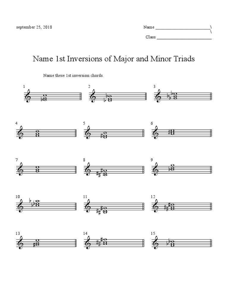 03 Name Major & Minor 1st Inversion - Student | PDF