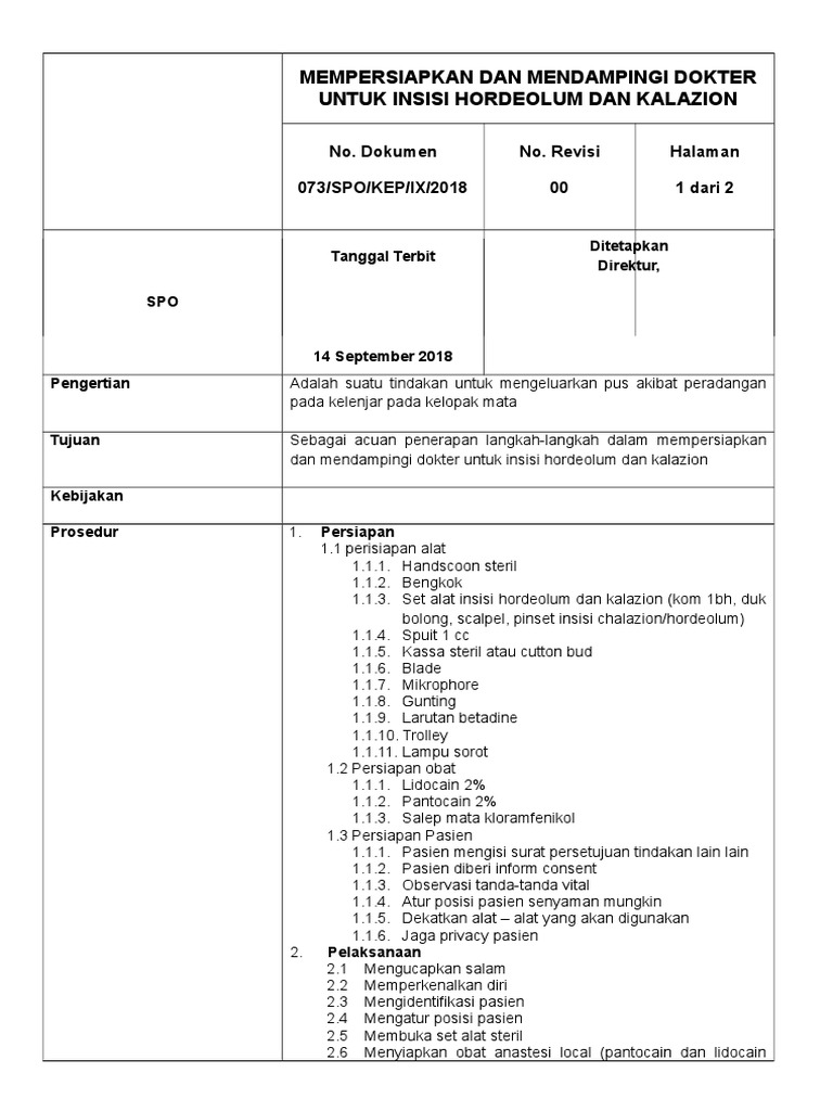 Prosedur Insisi Hordeolum dan Kalazion | PDF