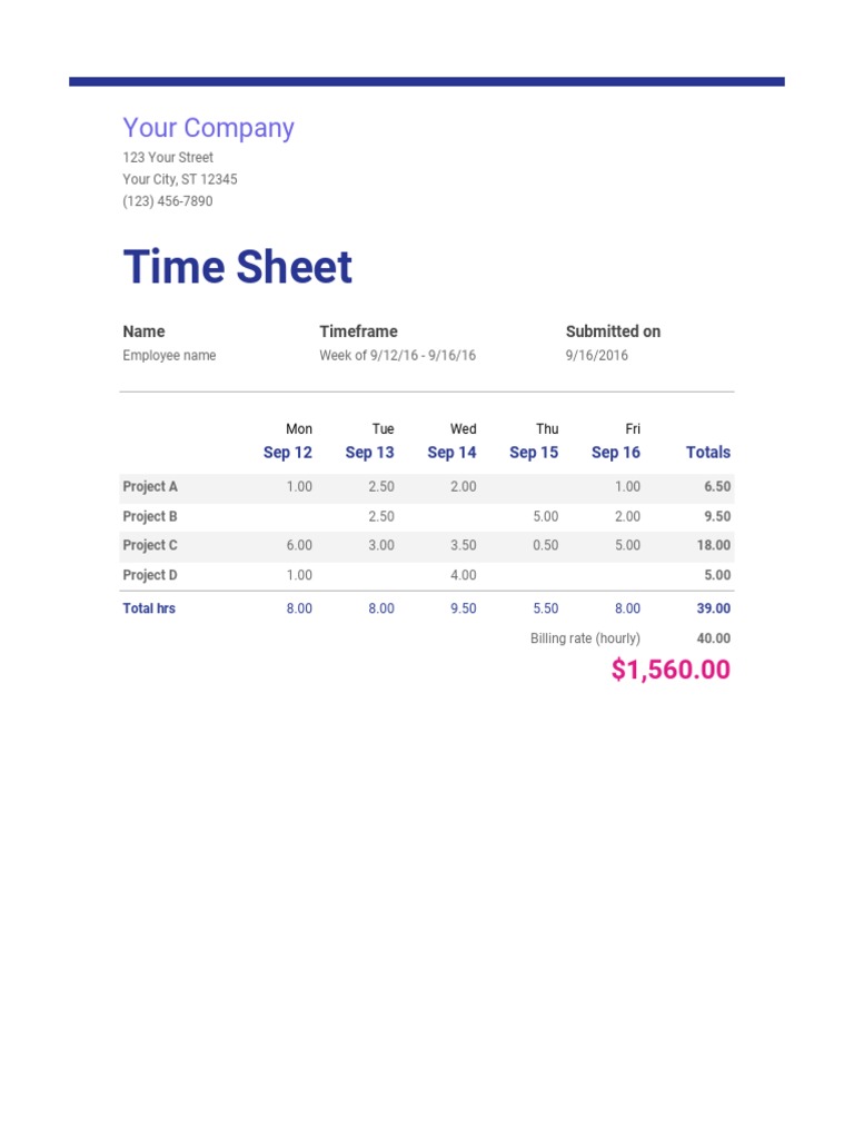 Weekly Time Sheet PDF | PDF