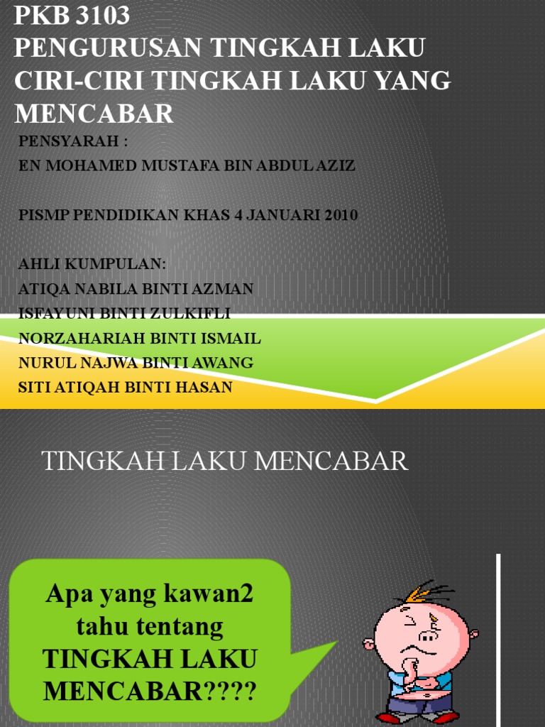 Ciri-Ciri Tingkah Laku Yang Mencabar | PDF