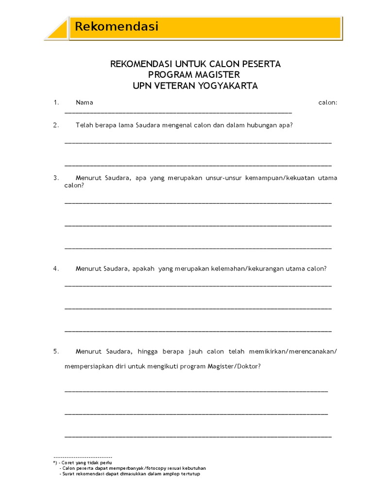 Contoh Surat Rekomendasi | PDF