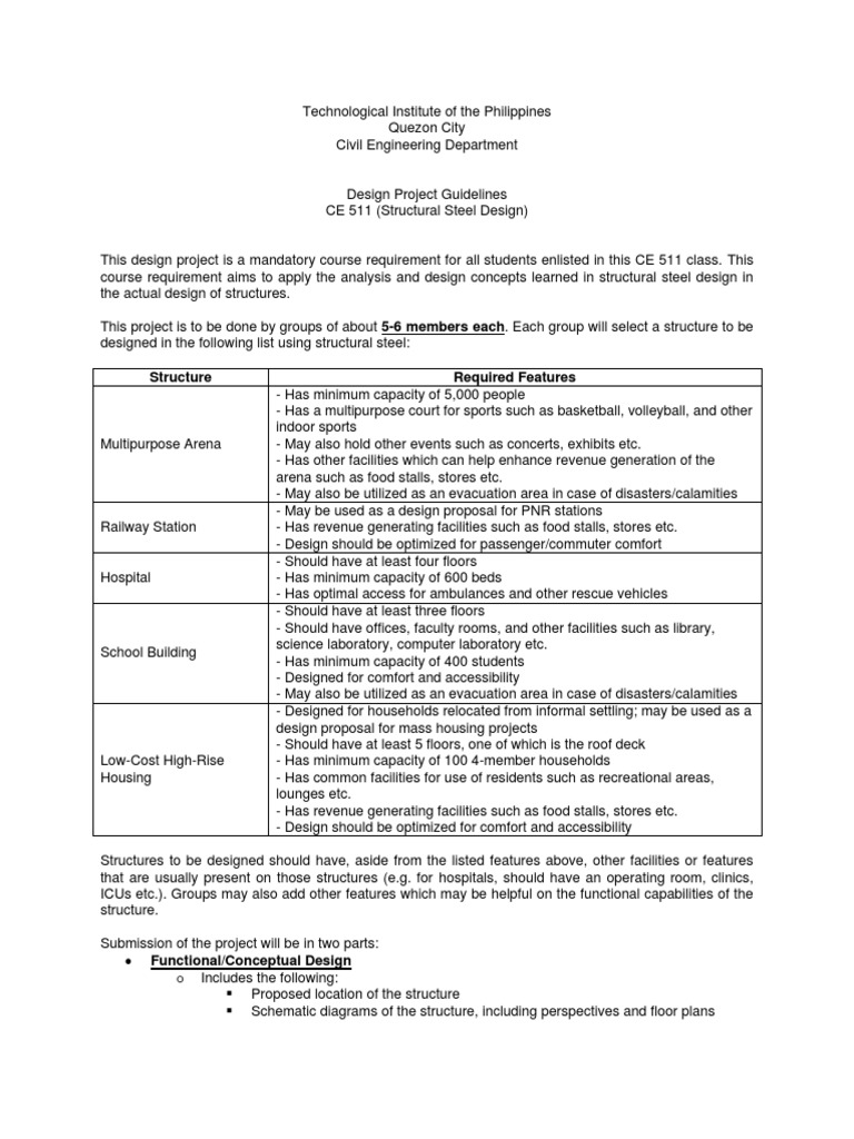 CE 511 Structural Steel Design Project Guide | PDF | Design ...