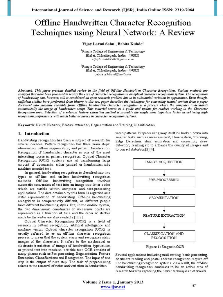 Offline Handwritten Character Recognition Techniques Using Neural ...