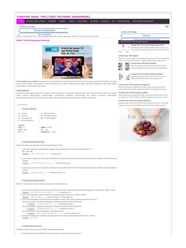 Materi Tes Kemampuan Numerik HTML | PDF
