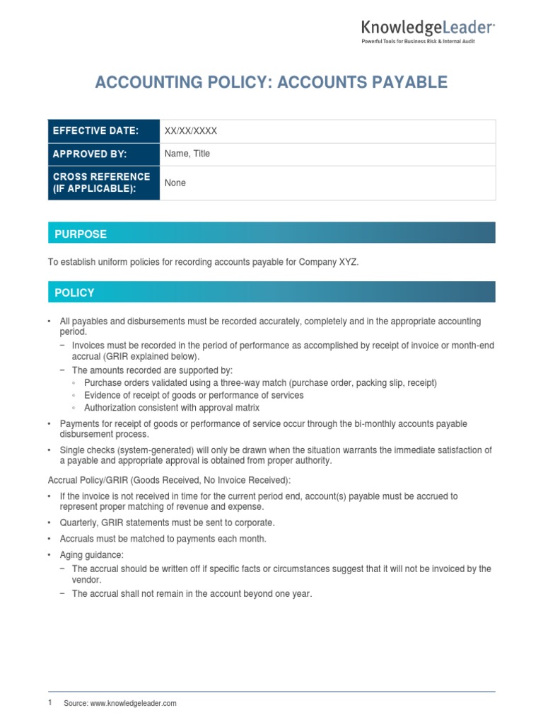 Accounts Payable Policy Overview | PDF