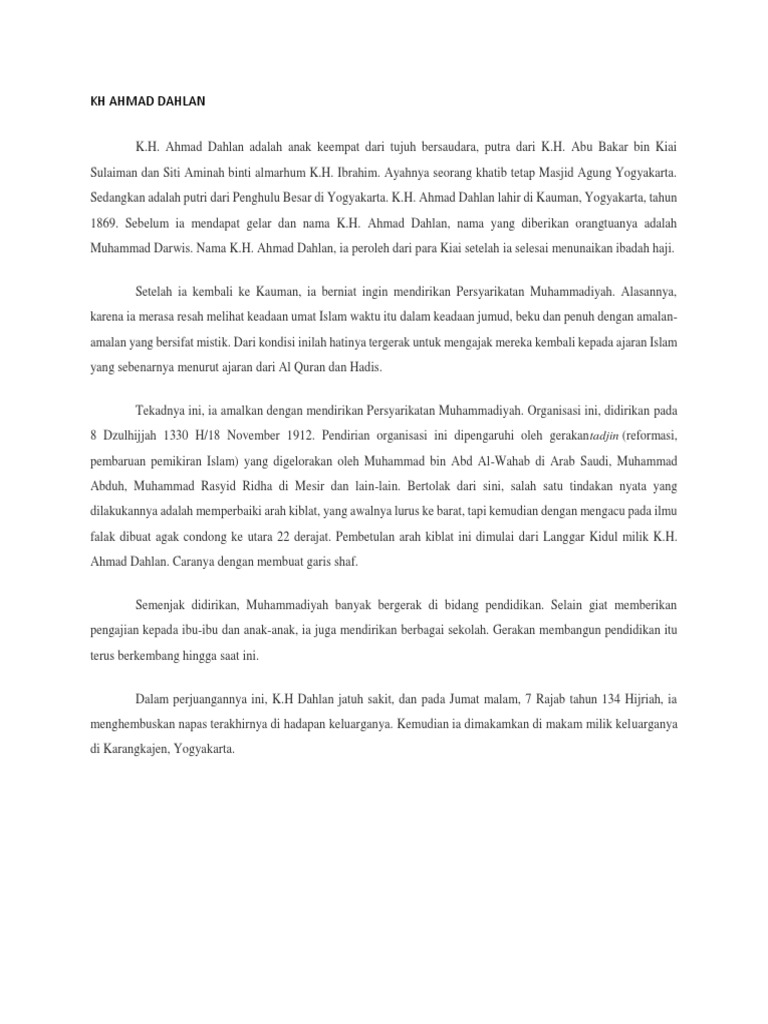 Pendiri Muhammadiyah: K.H. Ahmad Dahlan | PDF | Perjalanan | Agama & Spiritualitas