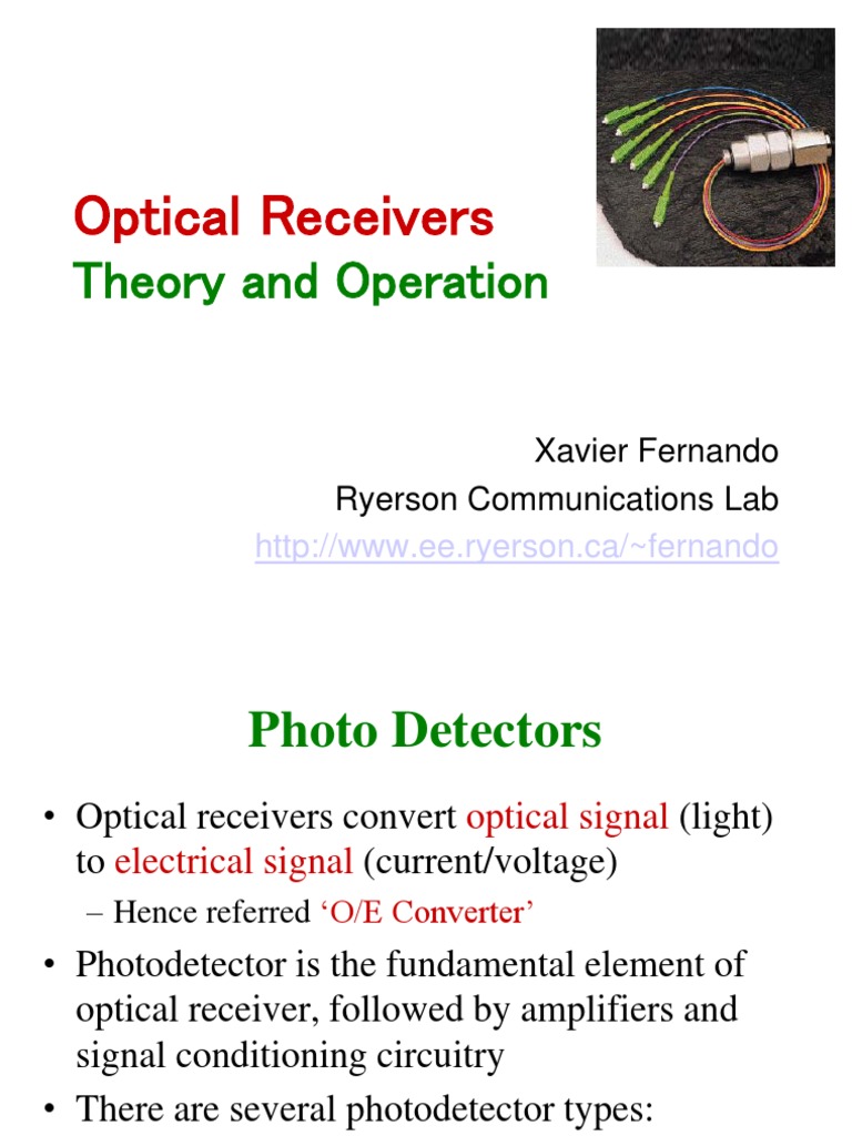Optical Receivers: Theory and Operation | PDF | Signal To Noise Ratio ...